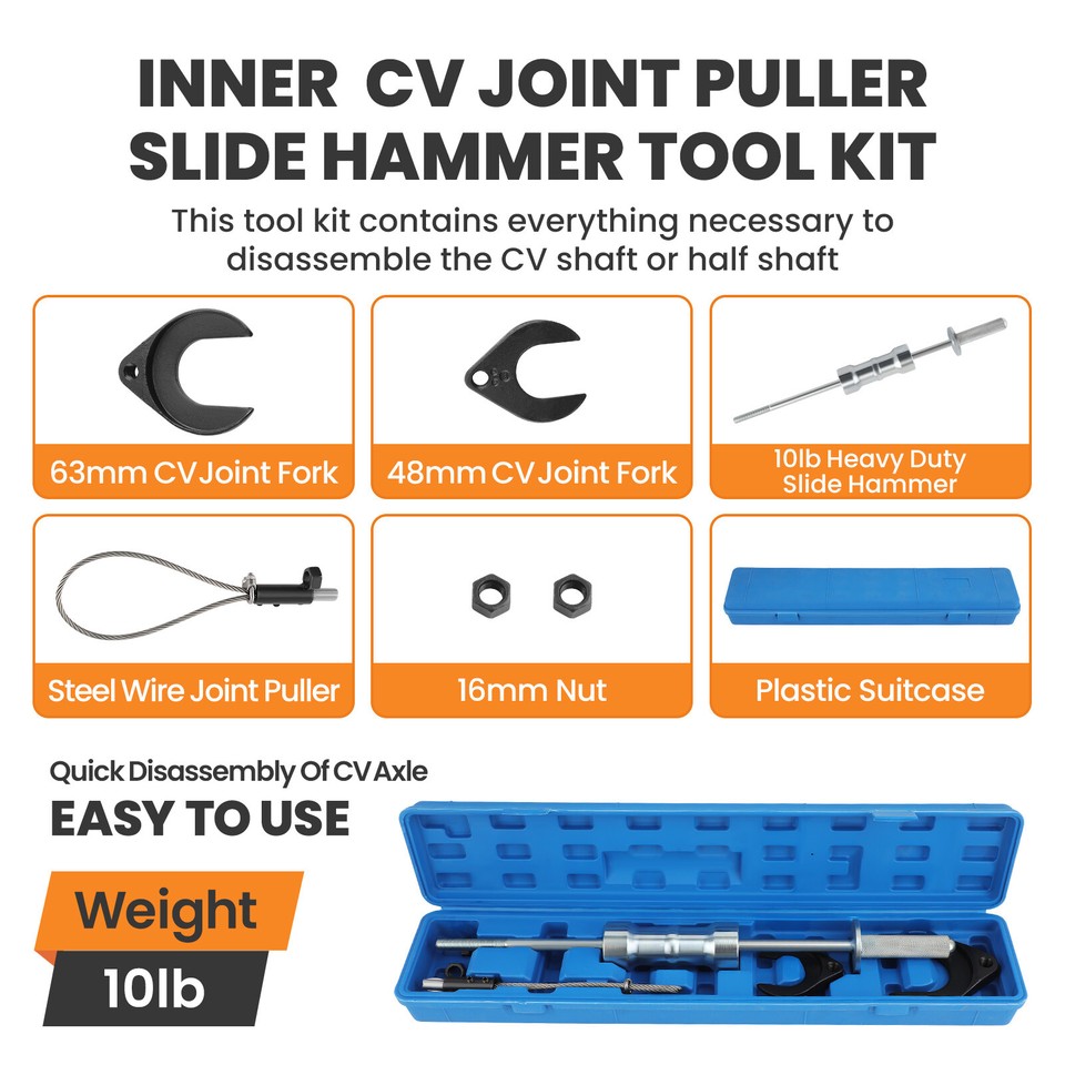 Heavy Duty Inner CV Axle Removal Tool w/ Slide Hammer &CV Joint Puller ...