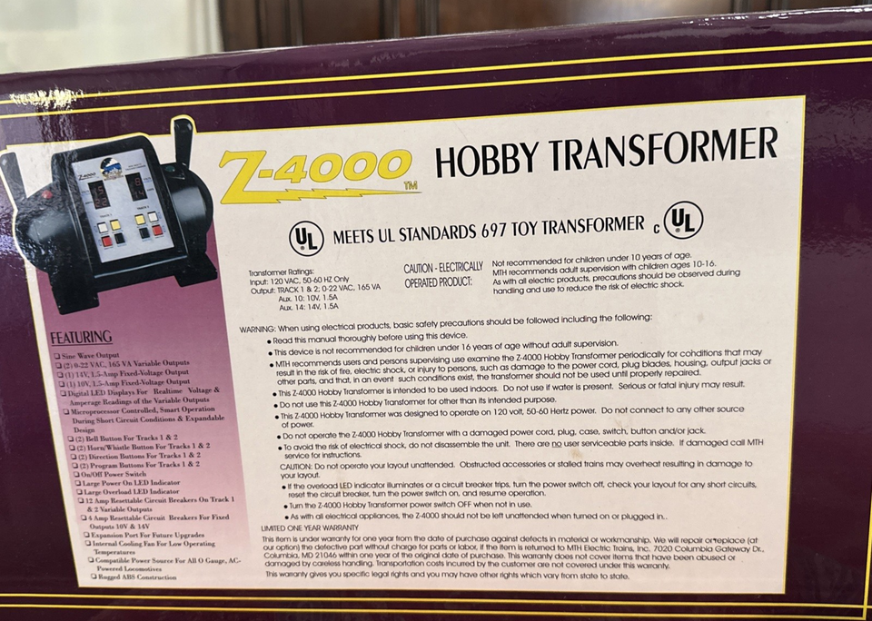 MTH Z4000 Dual Control 400W Hobby Transformer 40-4000 - Tested/Works | eBay