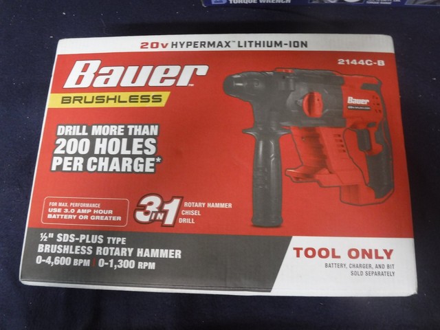 Bauer Cordless 1/2" SDS-Plus Type Rotary Hammer 2144C-B Includes ...