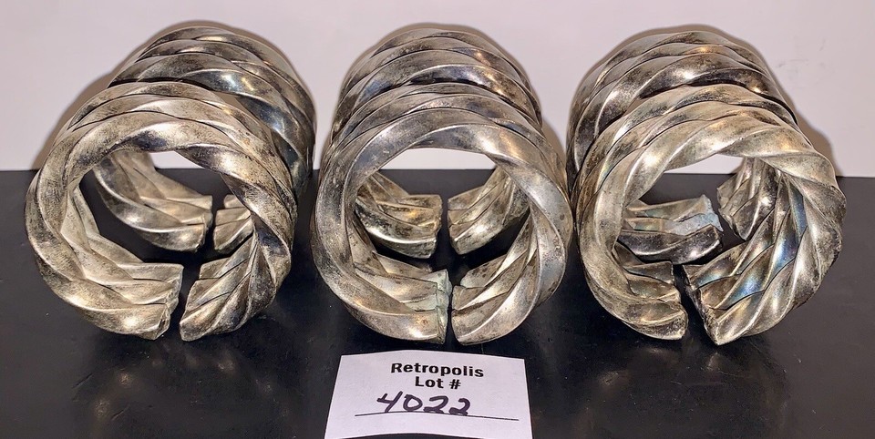 6 Silver Tone Rope Twist Napkin Rings Vintage | eBay