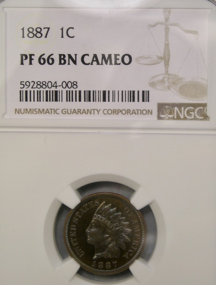 1887 INDIAN HEAD CENT/PENNY INSANERARITY POP 1/0 FINEST KNOWN NGC PF 66 ...