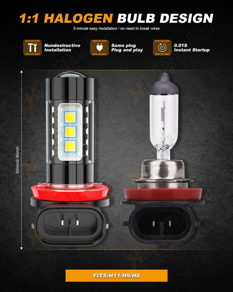 For 2014-2020 Kia Soul -4X Main Beam/Dipped Beam+ Fog Light Bulbs Combo ...