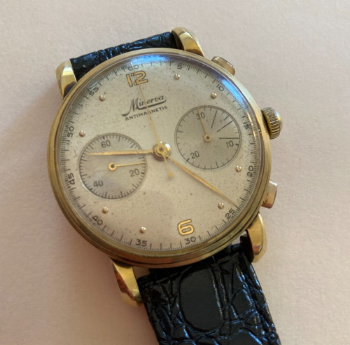 18k Gold Vintage Minerva Chronograph Watch Nice BIN | eBay