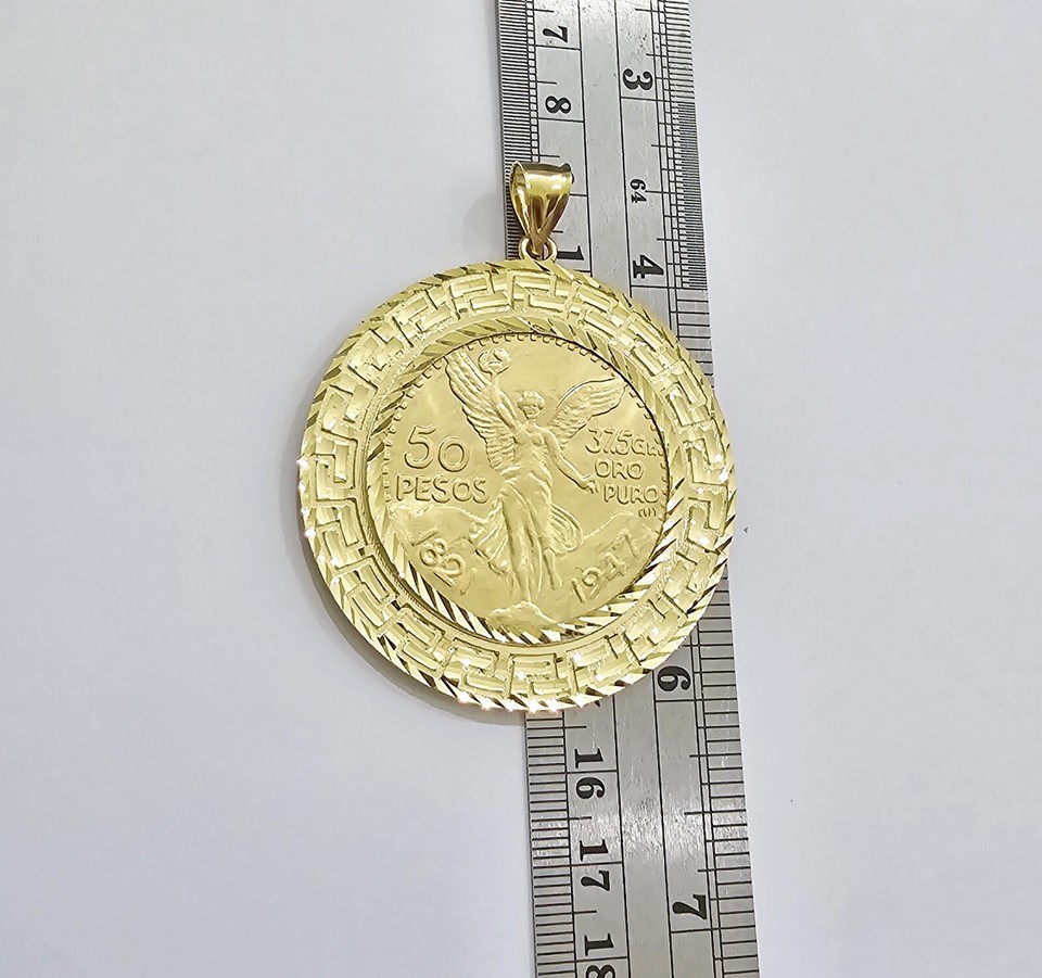 Centenario Coin Solid 10k Yellow Gold 50 Pesos 1947 Mexican Centenaro ...
