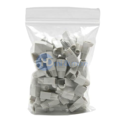100x White CAT5E CAT6 RJ45 Ethernet Network Cable Strain Relief Boots ...
