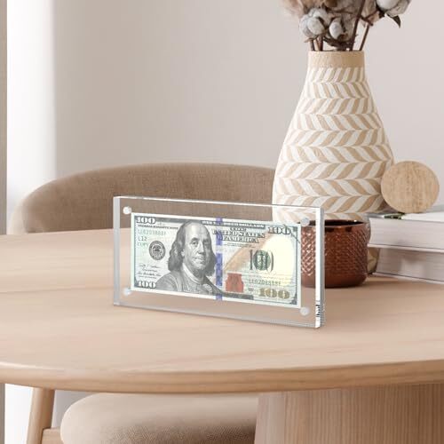Acrylic Currency Holder Self Standing Dollar Bill Frame for Collectors ...