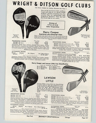 1940 Paper Ad Golf Clubs Harry Cooper Wright & Ditson Ralph Guldahl Wilson | eBay