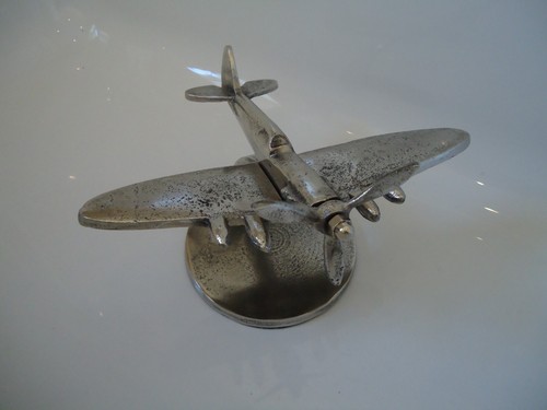Large RAF Spitfire Model Plane Figurine On Stand With Vintage Silver ...