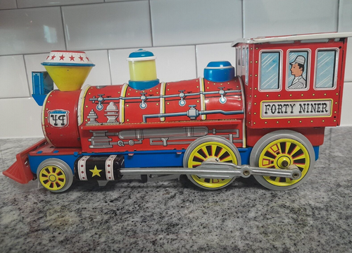 VTG. Pressed Tin Toy Train Engine FORTY NINER Battery Operated Japan ...