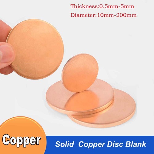 Solid Pure Copper Discs Blanks Round Plate Metal Sheet Thick 0.5~5mm ...