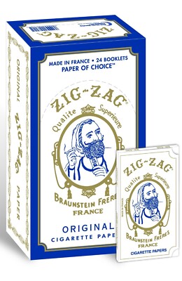 1 BOX of 24 PACKS - ZIG ZAG ORIGINAL WHITE ROLLING PAPERS - FREE ...