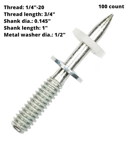 100 3/8" 1/4"-20 Threaded Studs for powder actuated tools,Power ...