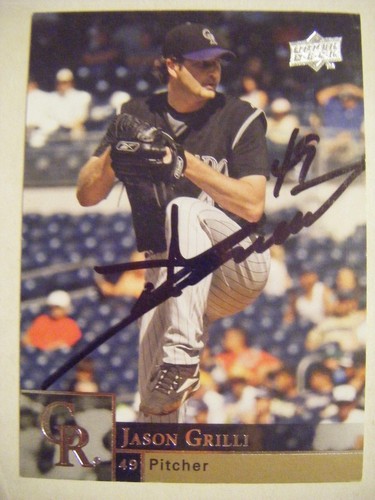 JASON GRILLI signed BLUE JAYS BRAVES 2009 Upper Deck baseball card AUTO ...