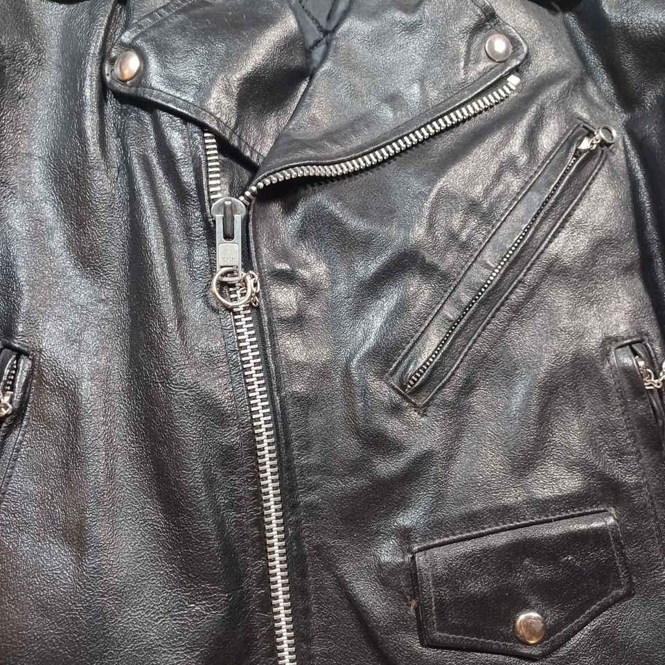 Excelled Vintage Traditional Black Leather Belted Motorcycle Quilted ...