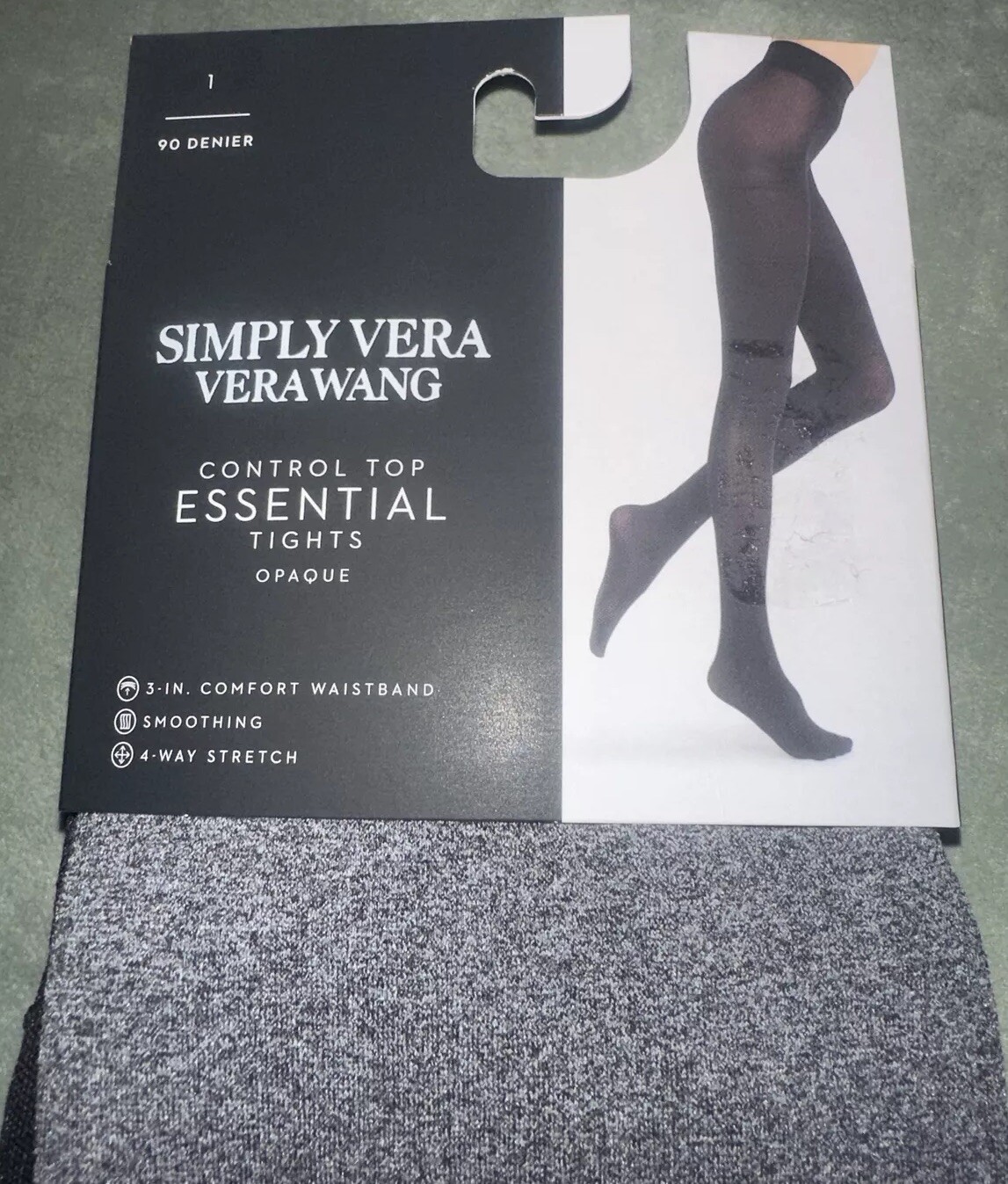 Simply Vera Wang Super Opaque Control Top Essential Tights Sz 1 Gray NEW In Pack | eBay