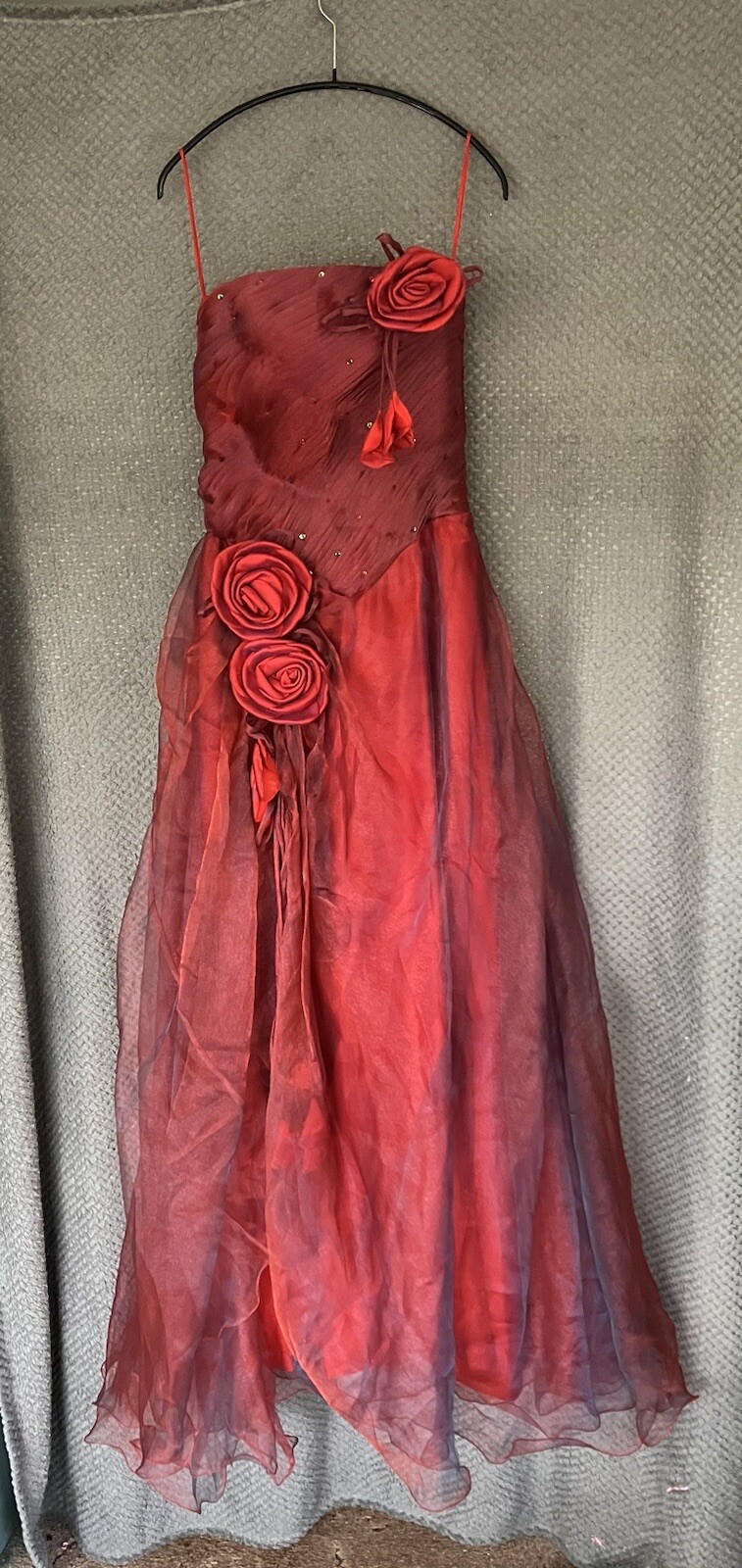 Lovely Red Chiffon And Satin Layered Prom Dress With … - Gem