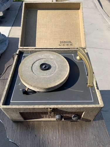 WEBCOR LARK Portable Record Player Fleur-De-Lis Design | eBay