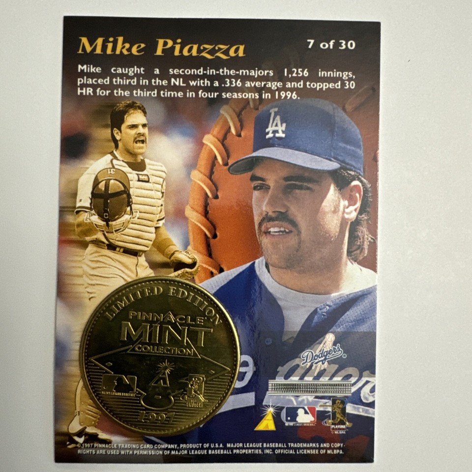 1997 Pinnacle Mint Collection Card w/Limited Edition Player Coin Mike ...