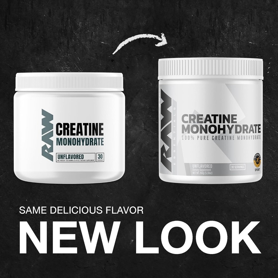 Raw Nutrition Creatine Monohydrate Powder Unflavored 150 Grams 30 ...