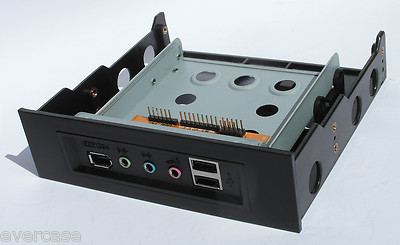 Black Front USB / Audio Ports kit + optional 3.5" to 5.25" converter ...