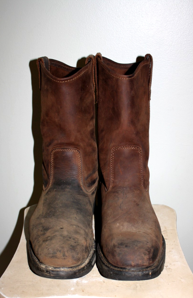 Wolverine WO4727 Mens Wellington Leather Brown Western Work Biker Boots ...