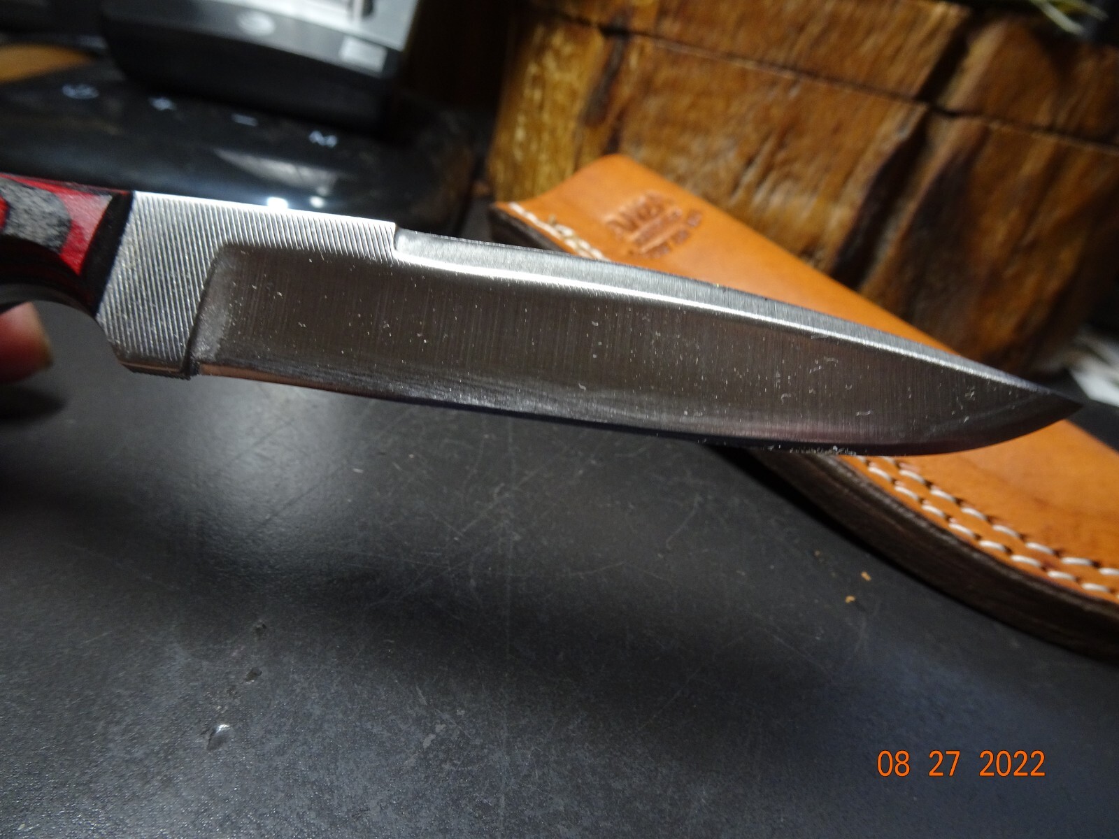 ANZA KNIVES RED & BLACK SLIM SERIES 8" O.A #66 HARD-WOOD HANDLE BLADE ...