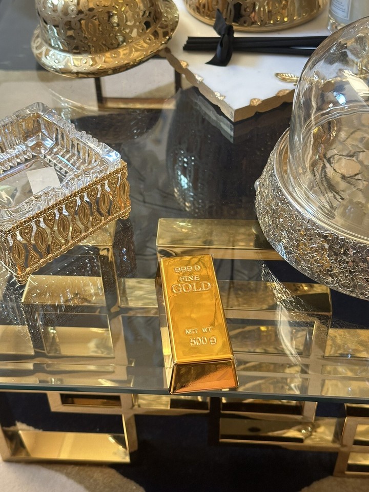 1pc 24k 500g Luxurious Gold Brick Prop Decor Real Gold Electroplated ...