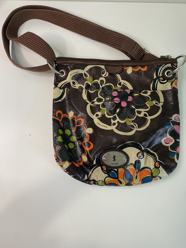 Fossil Key-Per Mini Doodles Crossbody Purse Bag Brown & Multicolored ...