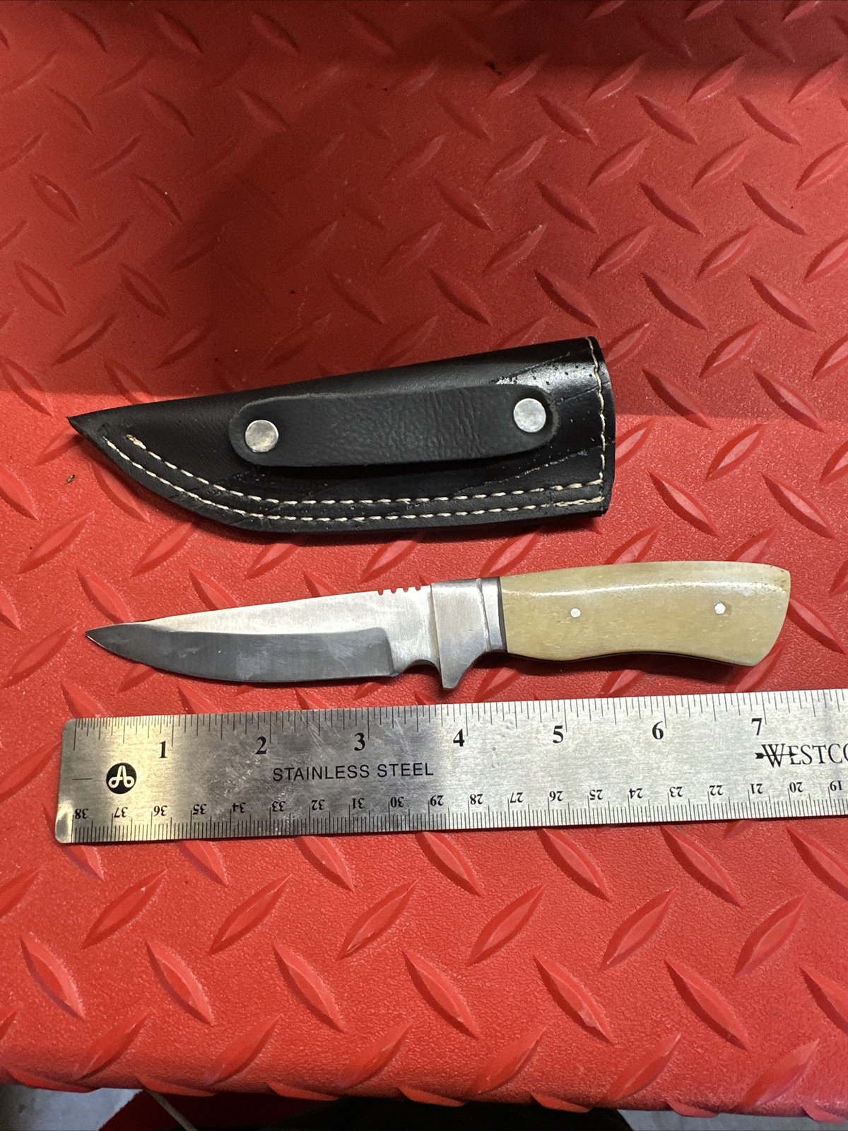 Handmade Bone Handle Fixed Blade Knife w/Sheath 7 1/4 inch blade | eBay