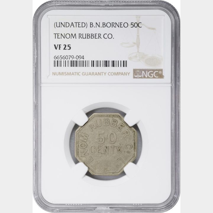 British North Borneo 50 Cent Token. Tenom Rubber Company. NGC VF 25 ...
