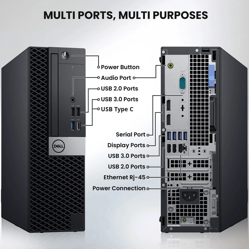 Dell SFF Desktop PC intel i5-9th 64GB 2TB SSD 2TB 24"LED Built-in Wi-Fi ...