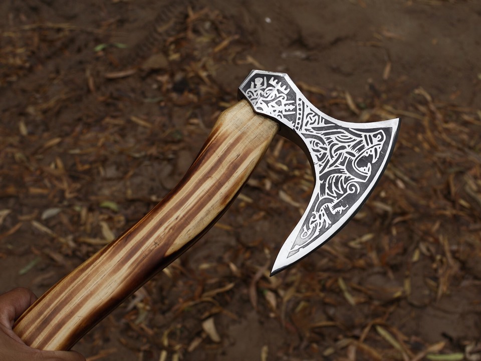 EDC Beautiful Viking Axe carbon steel Blade Camping Tomahawk Axe W/L/S ...