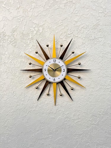 30"-25" George Nelson Style Wall Atomic Clock Handmade Star Clock ...