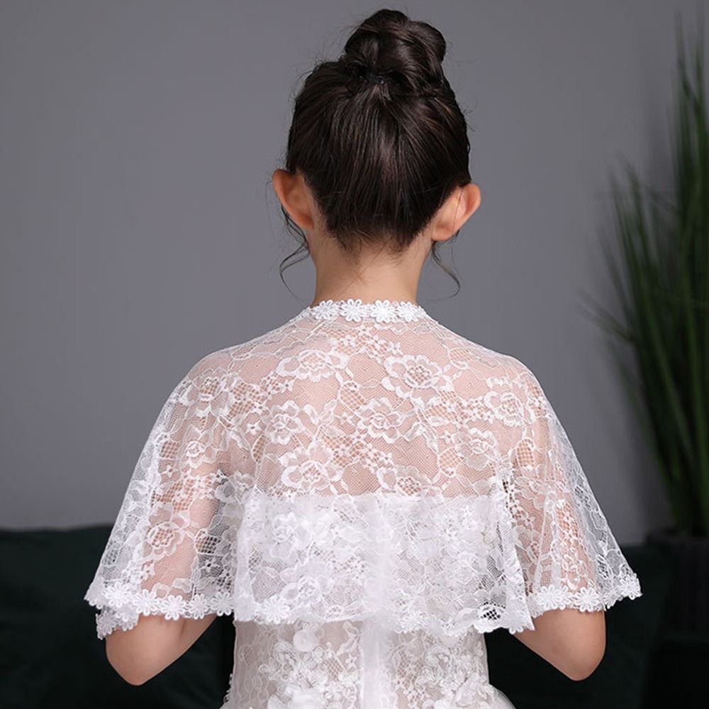 White Lace Cape Cover Short Mesh Wraps Fashion Kids Shawls Children ...