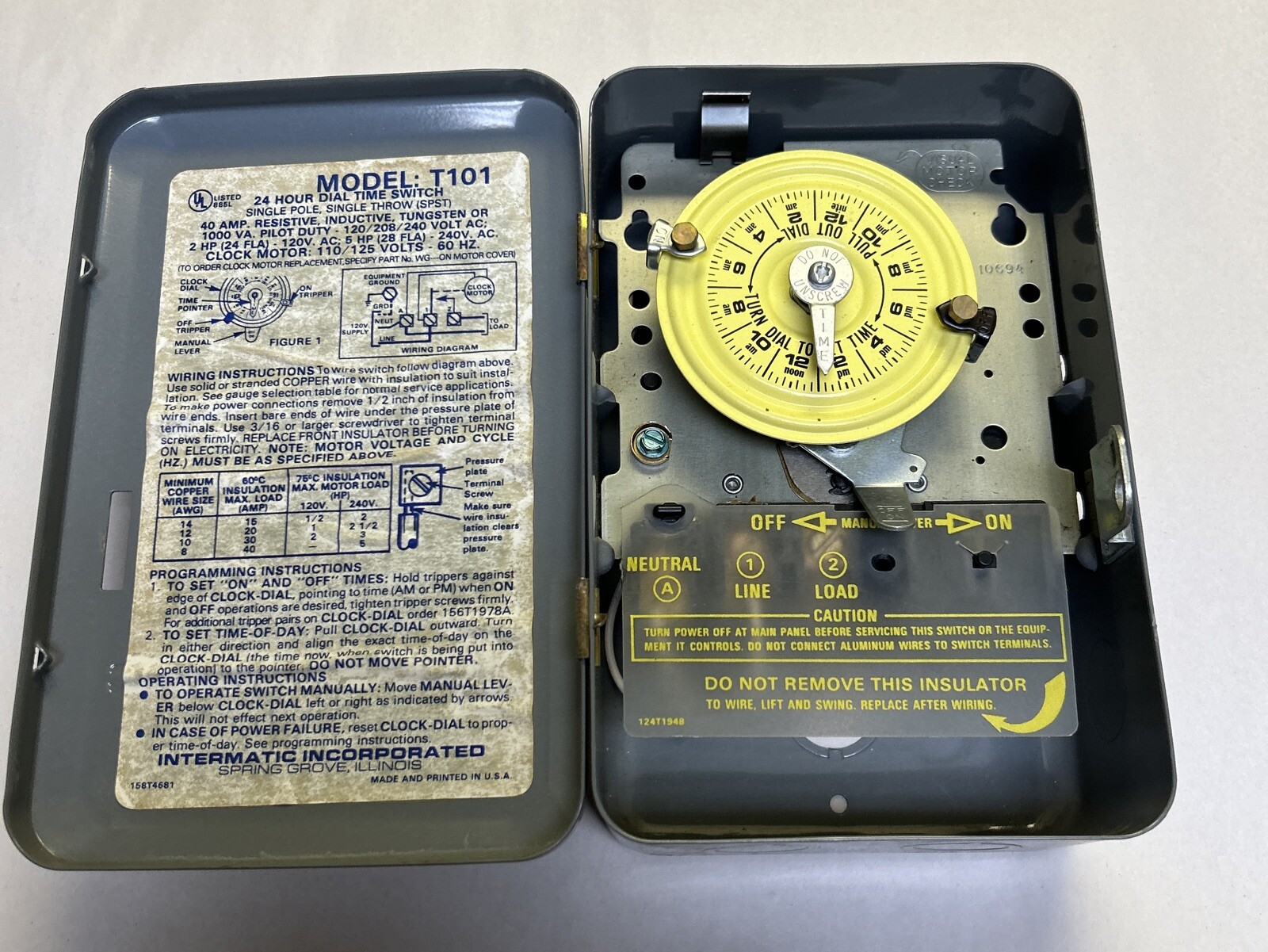 INTERMATIC,T101,24HR DIAL TIME SWITCH | eBay