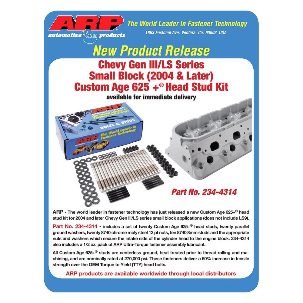 ARP 234-4314 Pro 12 Point Cylinder Head Stud Kit for GM LS Small Block ...