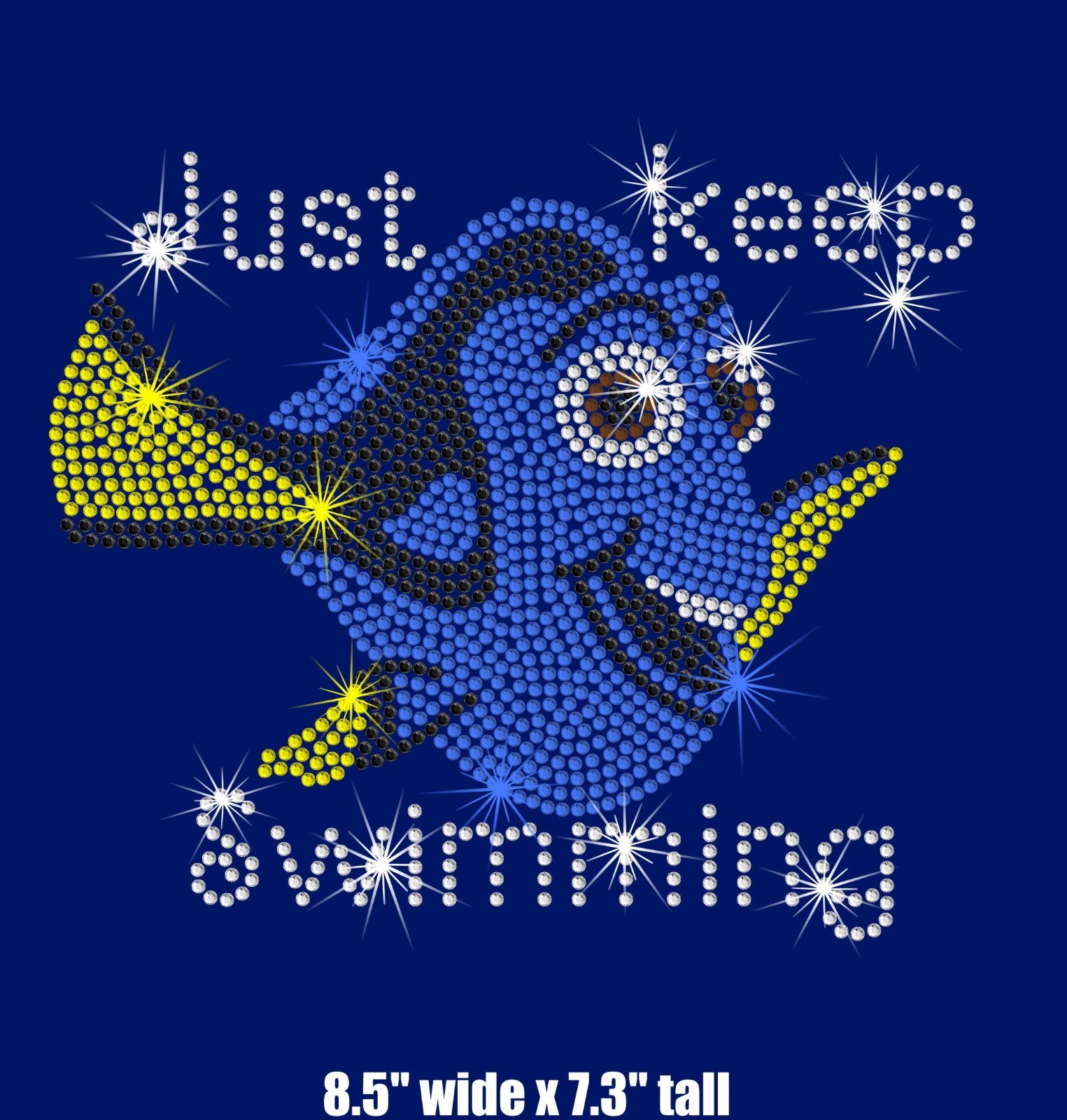 8.5" Dory (Finding Nemo) iron on rhinestone transfer bling patch ...