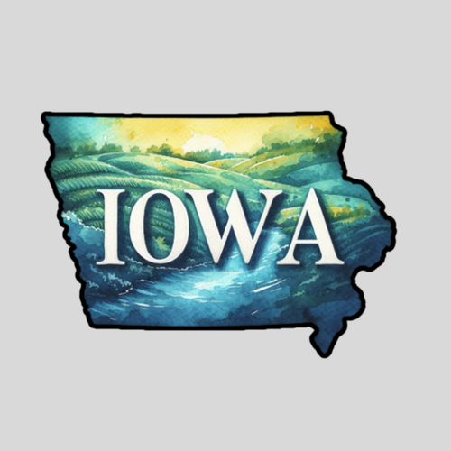 Iowa sticker vinyl decal American flag state outline novelty laptop mug ...