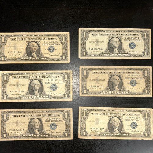 1957 Series A, B $1 DOLLAR BILL SILVER CERTIFICATE BLUE SEAL NOTE Lot ...