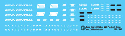 HO Scale - Penn Central RS3 ex NYC Patchout Locomotive Decals | eBay