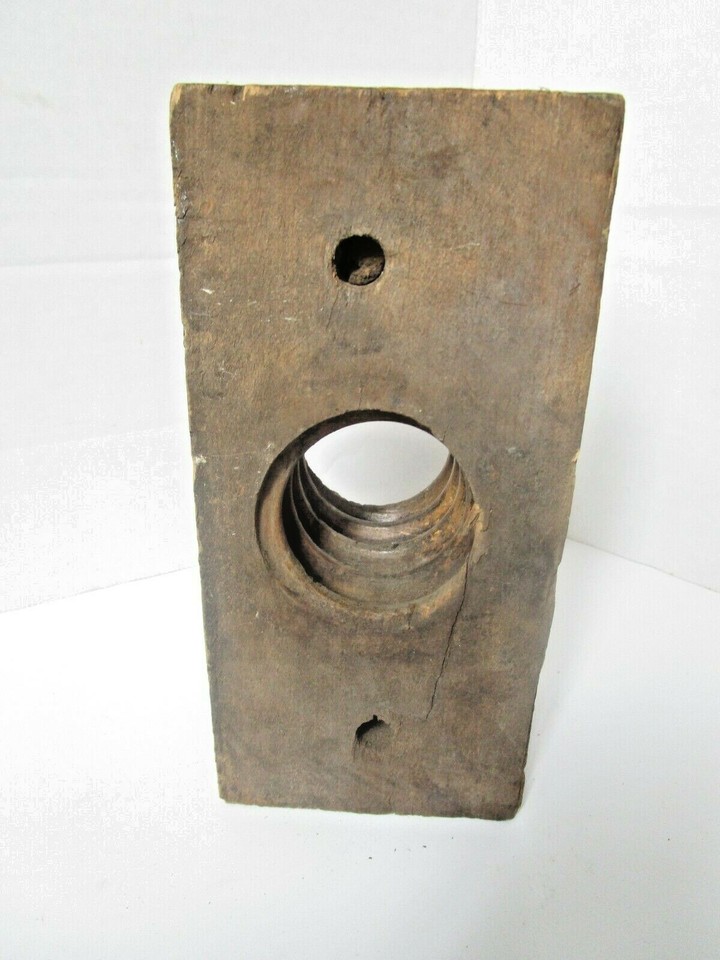 Antique Wooden Threaded Industrial Block Vise Primitive Farm Barn Block ...