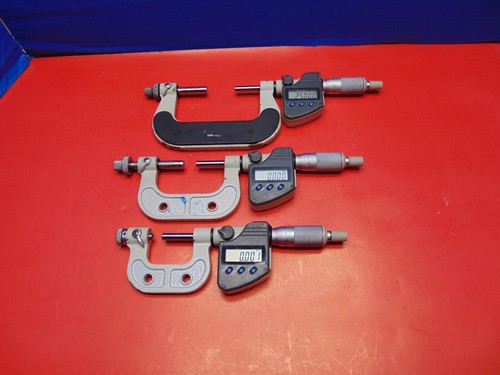 MITUTOYO (3) METRIC DIGITAL THREAD MICROMETERS MACHINIST INSPECTION ...