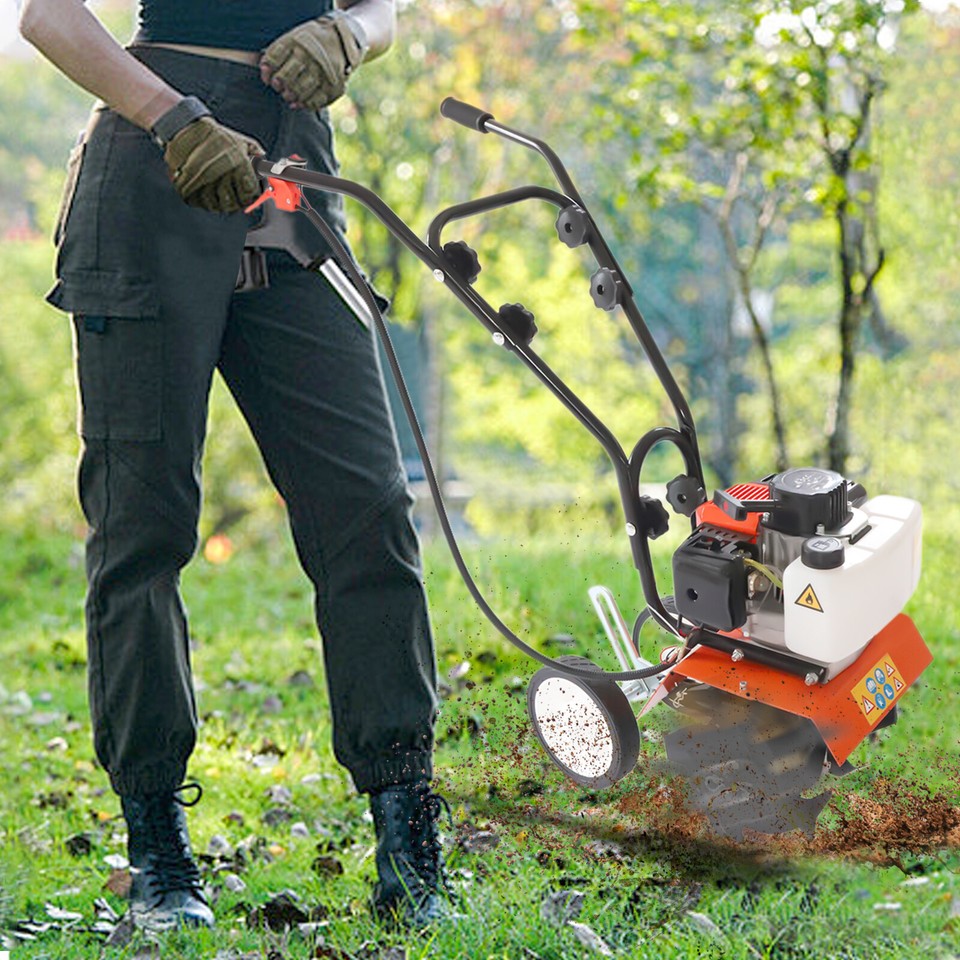 Commercial 43CC Heavy Duty Tiller Gas Powered Tiller Soil Cultivator 2 ...
