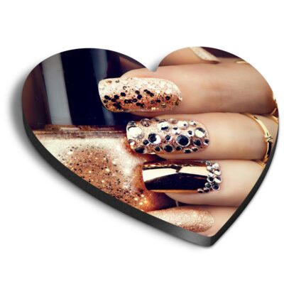 1x Heart Fridge MDF Magnet Gold Nail Art Manicure Makeup Artist #51038 ...