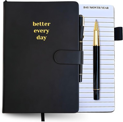 GoodDay Essential Better Every Day Journal, Undated Daily A5, Black and ...
