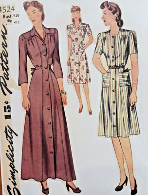 1940s Simplicity Sz 20 Bust 38 Vintage Pattern 4524 Misses Dress | eBay
