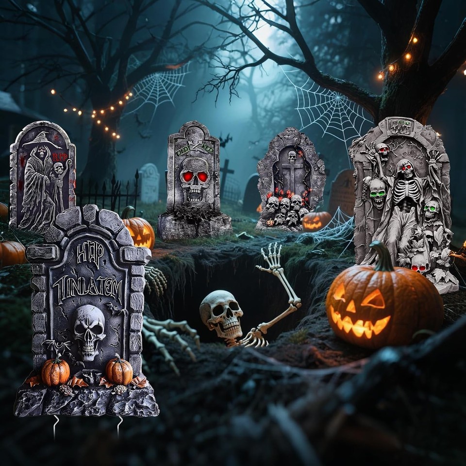 3X Halloween RIP Graveyard Tombstones Party Haunted House Decor Yard ...