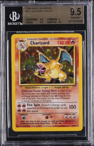 1999 POKEMON BASE SET UNLIMITED HOLO RARE #4 CHARIZARD BGS 9.5 | eBay
