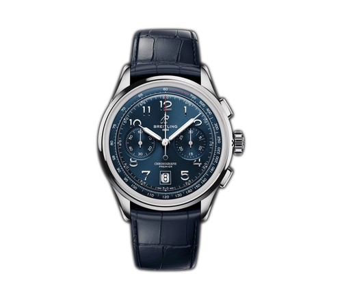 Breitling B01 Chronograph Blue Blue Leather Strap Premier AB0145171C1P2 ...