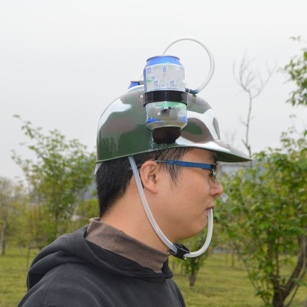 Plastics Outdoor Beer Hat With straw Drinking Helmet Beverage Helmet ...